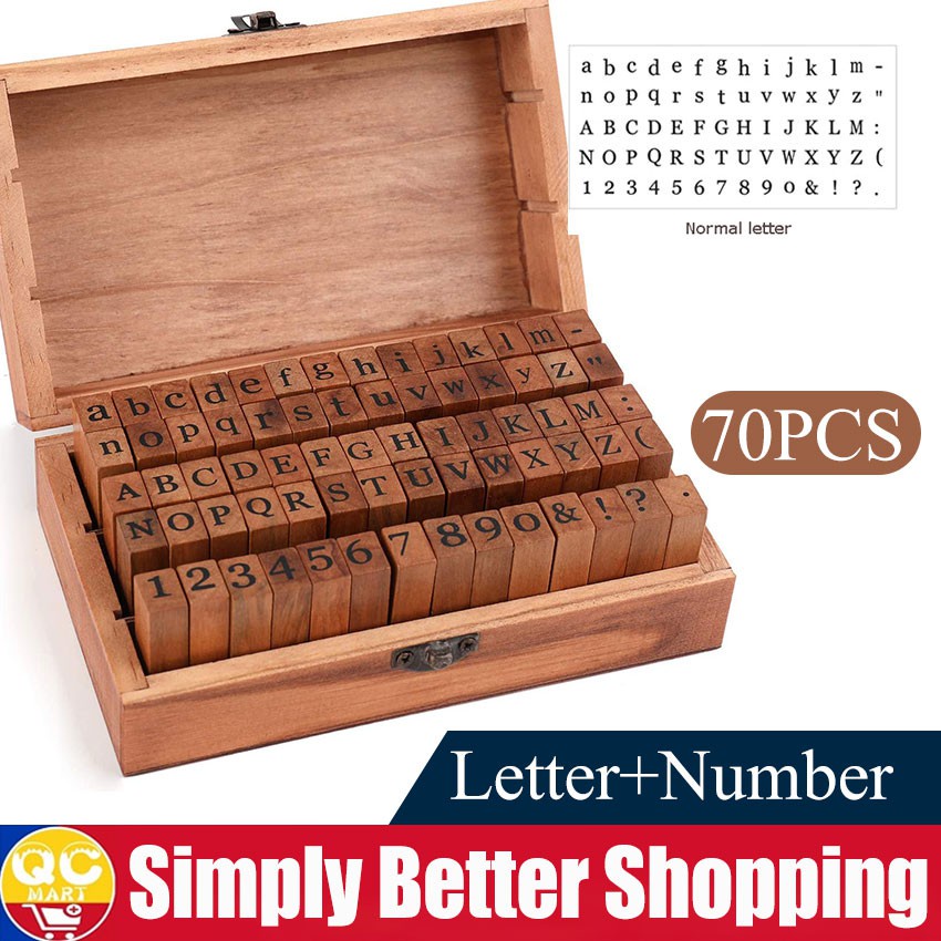 ♞70pcs/set Rubber Stamp Alphabet Number Box Gift Symbol DIY Number ...