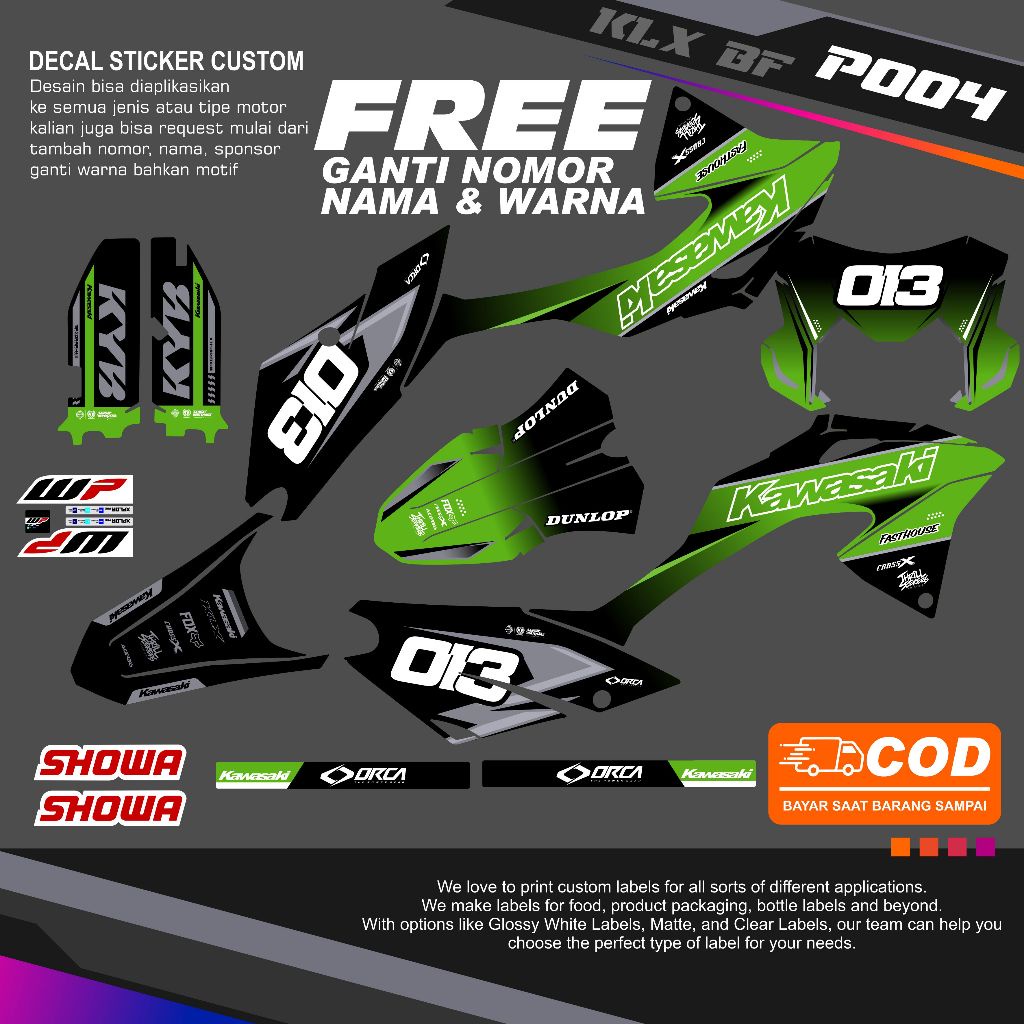 Decal KLX BF Decal D-tracker Decal Dtracker Decal Gordon Supermoto ...