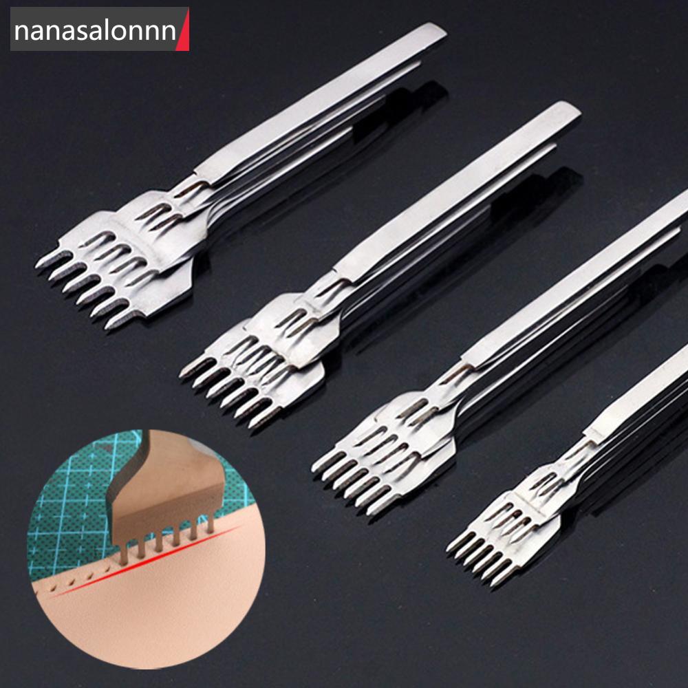 NANASN| 1/2/4/6 Prong 3/4/5/6mm Spacing Punch Tool Metal Leather Chisel Hole Punch Stitching ...