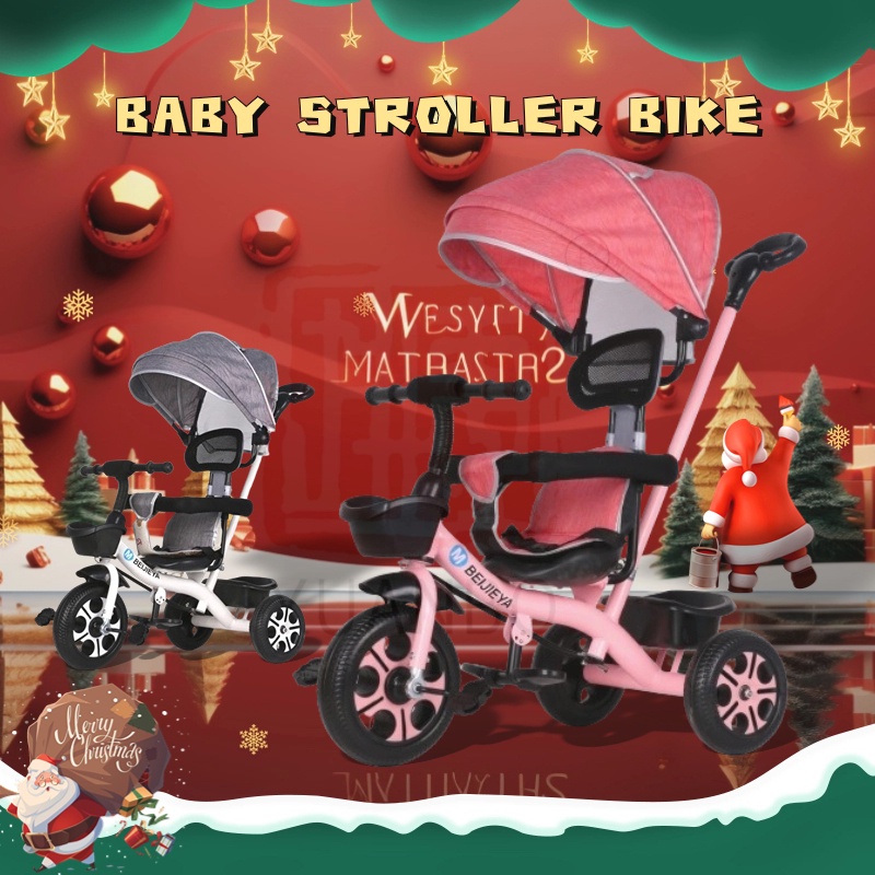1-6 Years Old Stroller Bike for Baby 3 Wheels Kids Push Bike With ...