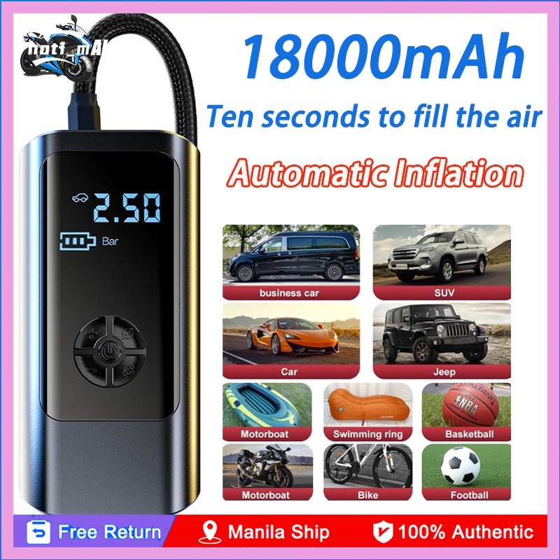 Mini Wireless Car Tyre Inflator LED Air Compressor Rechargeable Tyre ...