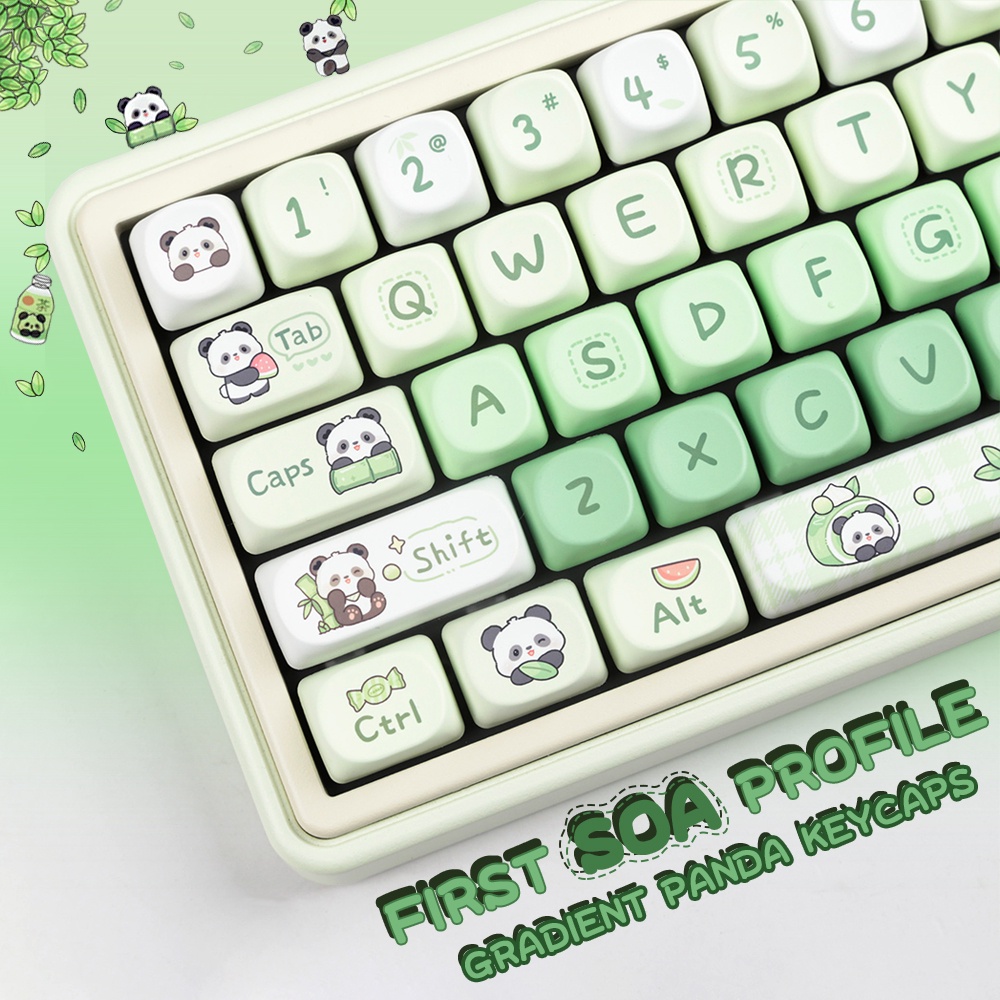 SOA Profile Gradient Panda Keycaps 142Keys/Set PBT Full Key Five-sided ...