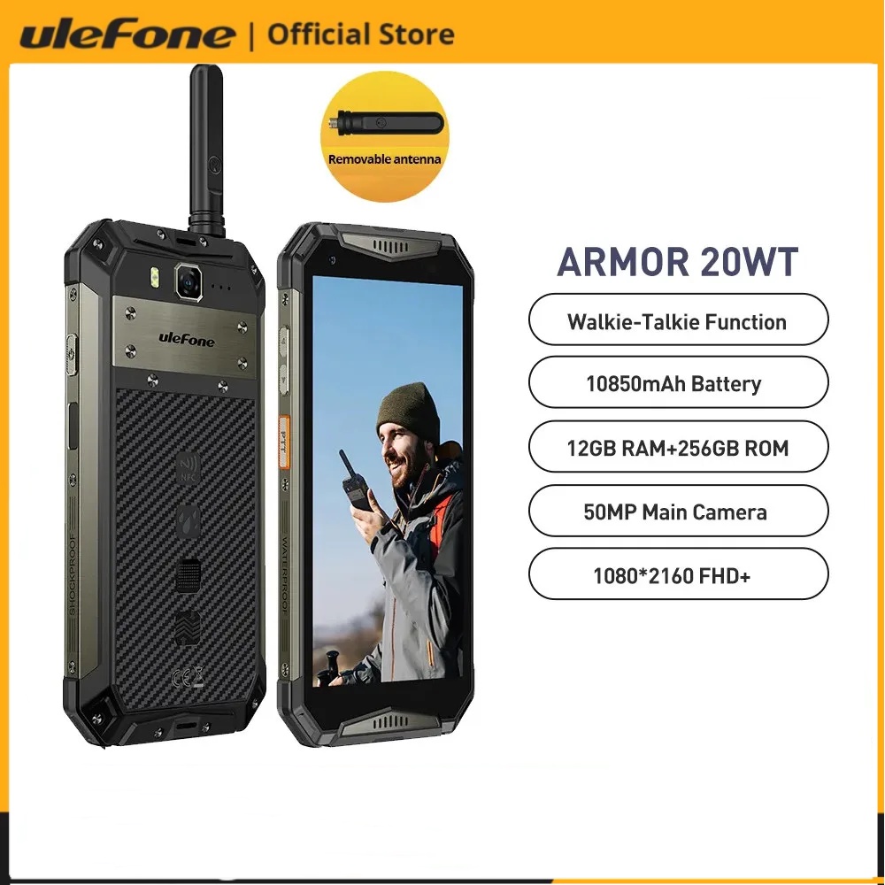 Ulefone Armor 20WT DMR Walkie Talkie Rugged Waterproof Smartphone Octa Core 20GB+256GB Android ...