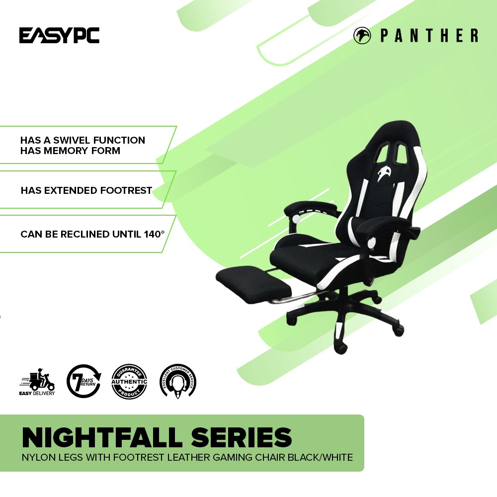 EasyPC | Panther Nightfall Series Nylon Legs/ with Footrest Fabric and ...