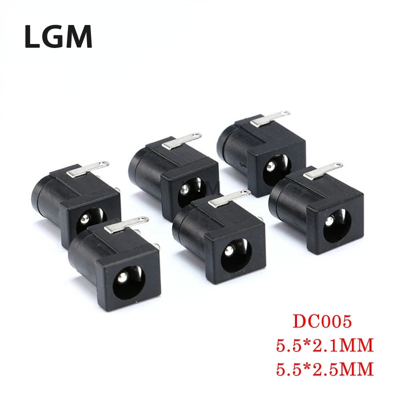DC-005 Black DC Power Jack Socket Connector DC005 5.5*2.1mm 5.5*2.5 2.1 ...