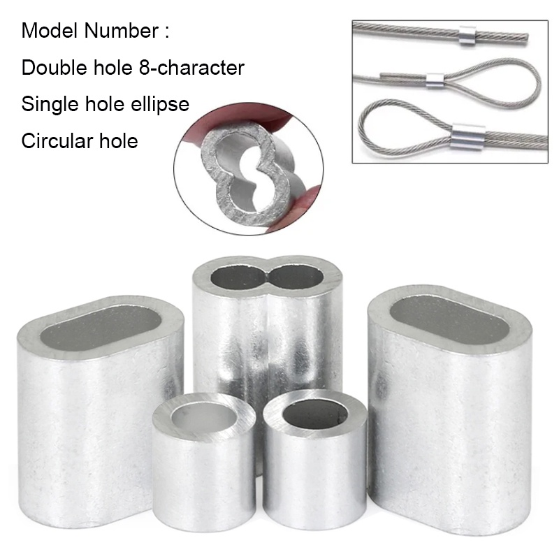 5/10/25/50/100/200/500pcs Wire rope round single hole aluminum sleeve ...