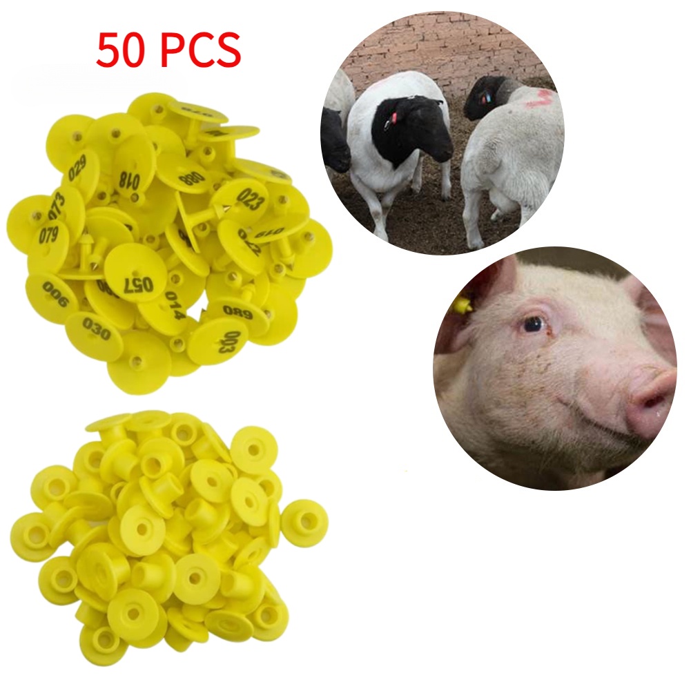 50 Sets Livestock Ear Tags Identification Tags Round Shape 1-100 ...