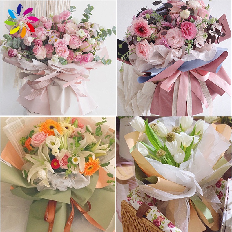 PWS 20pcs Flower Wrappers Two-Sided Colored Gift Wrapping Paper Flower ...