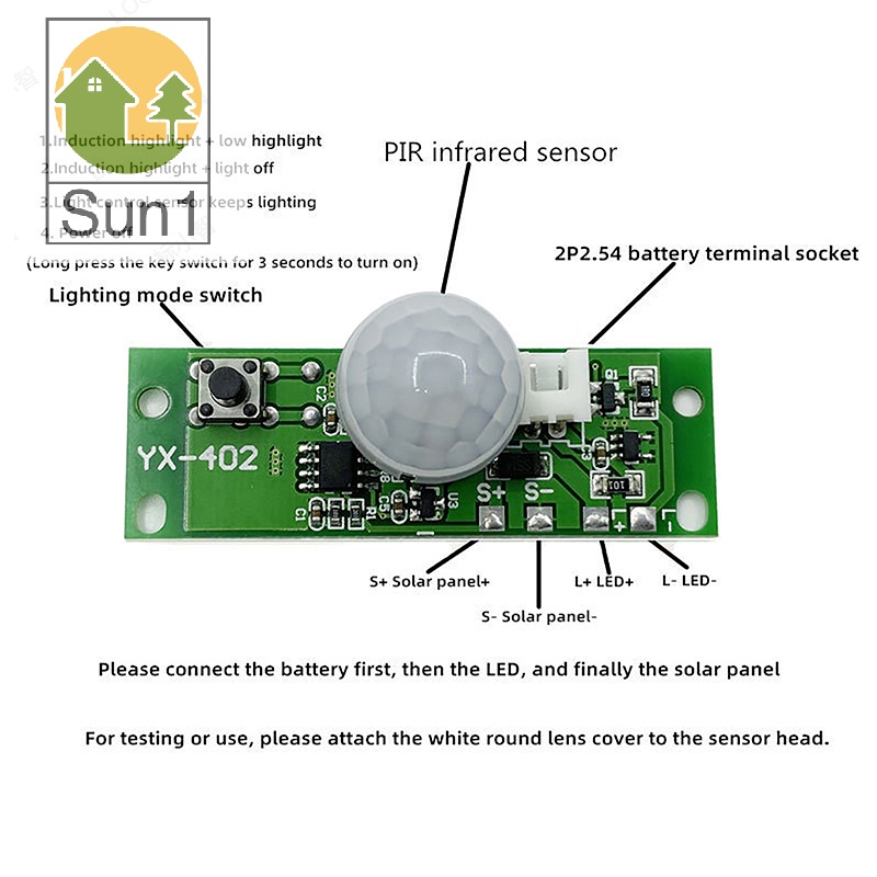 Sun1> 1Pc 3.7V DIY Solar Lamp Board Control Sensor Night Light Module ...