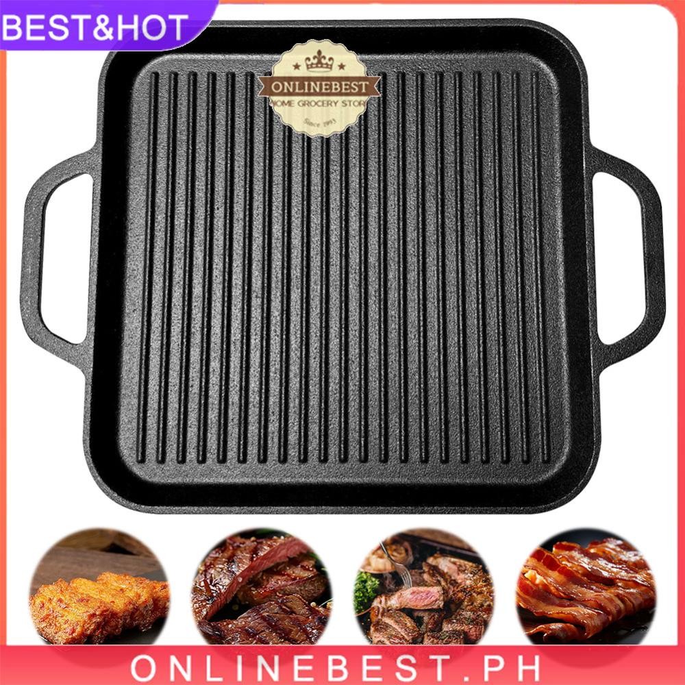 11in Cast Iron Griddle Pan Reversible Square Grill Plate for Gas ...