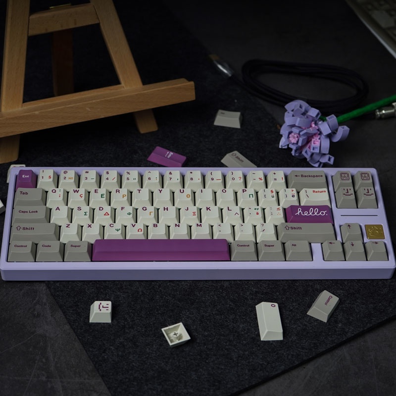 Retro Purple Greek 147 Key PBT keycaps Dye Sublimation Cherry profile ...