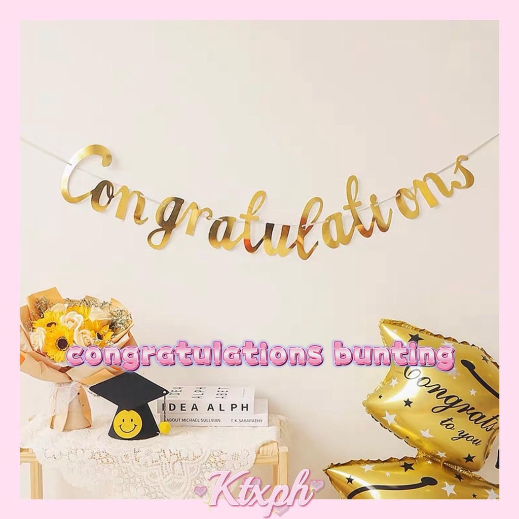 Congratulations banner bunting Gold Graduation party needs decoration ...