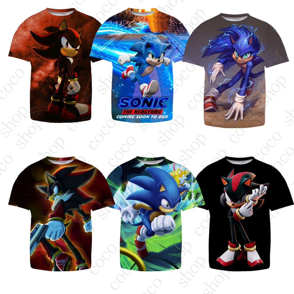 New Cartoon Sonic The Hedgehog Kids T-shirts Boys Girls 3D Printed Kids ...