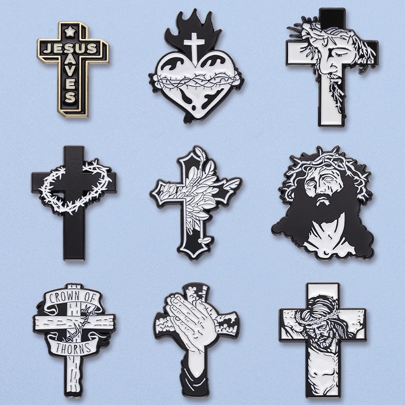 Jesus Enamel Pins Cross I Love Jesus Brooch Lapel Badges Easter Jewelry ...