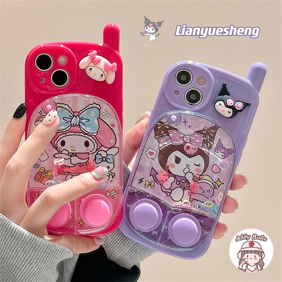 3d Cute Kuromi Vesicle Toggle Game Machine 3d Purple Toys Glossy Phone
