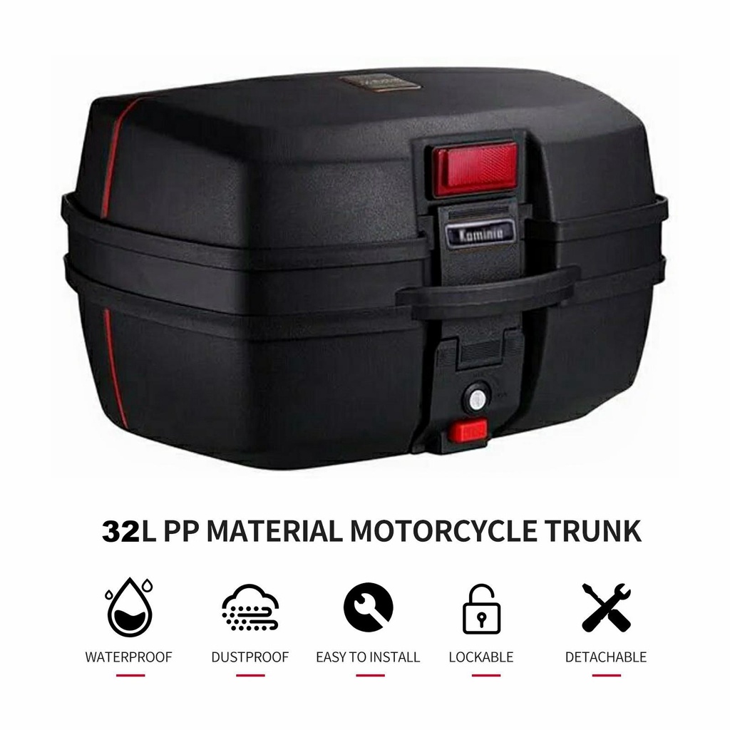Kominie 32L Universal Waterproof Top Case Motorcycle Helmet Box ...