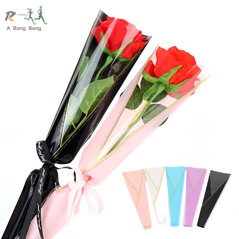 ABongBang 50pcs Single Rose Sleeves Flower Wrapping Bag Bouquet ...