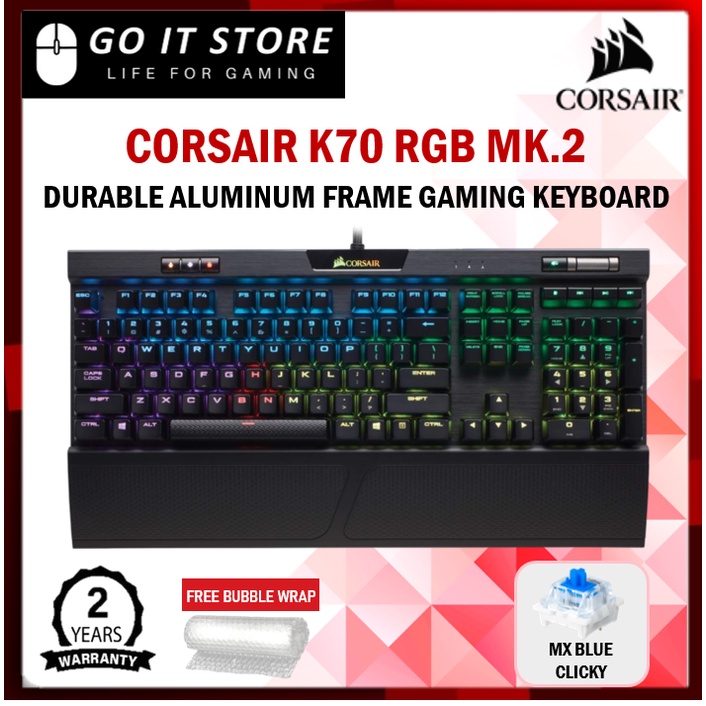 CORSAIR Keyboard K70 RGB MK.2 Mechanical Gaming Keyboard Cherry MX Red / Blue Switch (CH-9109010 ...