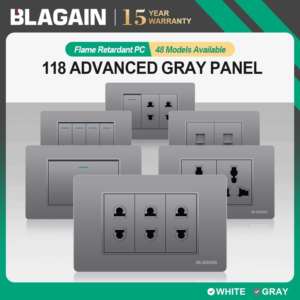 Blagain Light Switch And Outlet 1/2/3 Gang Modern Wall Light Switch ...