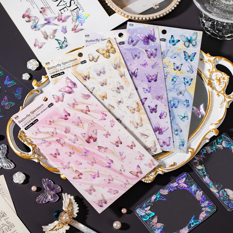 ENWEI 2 Pc [Butterfly Specimen Series] Lovely Journal Stickers PET ...
