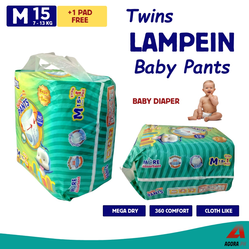 AP Twins Lampein Baby Diaper Pants Medium 15 PLus 1 Pad Free 7-13 Kg ...