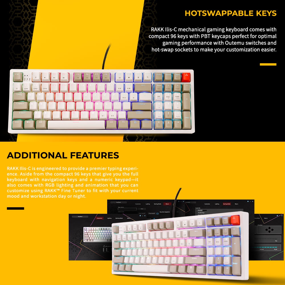 EasyPC | Rakk Ilis Type-c RGB Mechanical Keyboard | 96 Key Layout | 1 ...