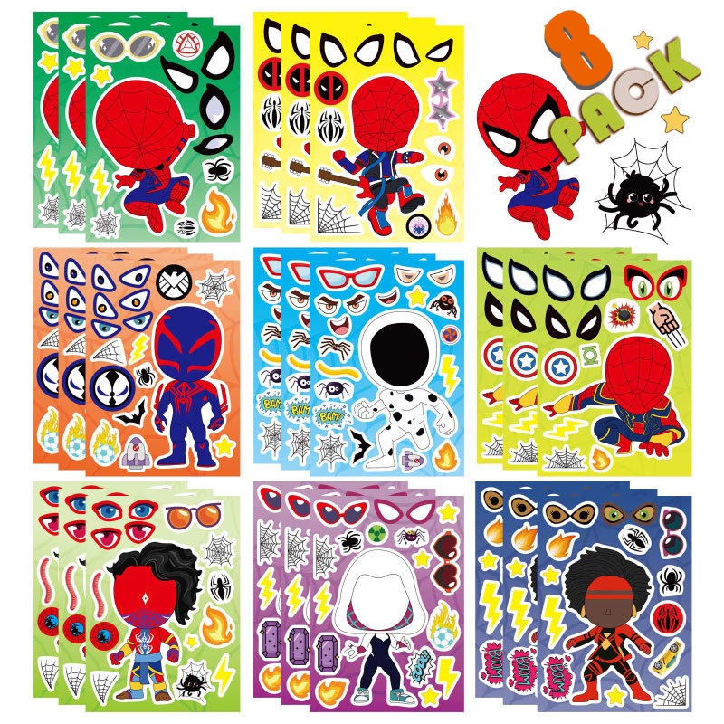 Cartoon Spider Man: Into The Spider Verse Puzzle DIY Sticker Party ...