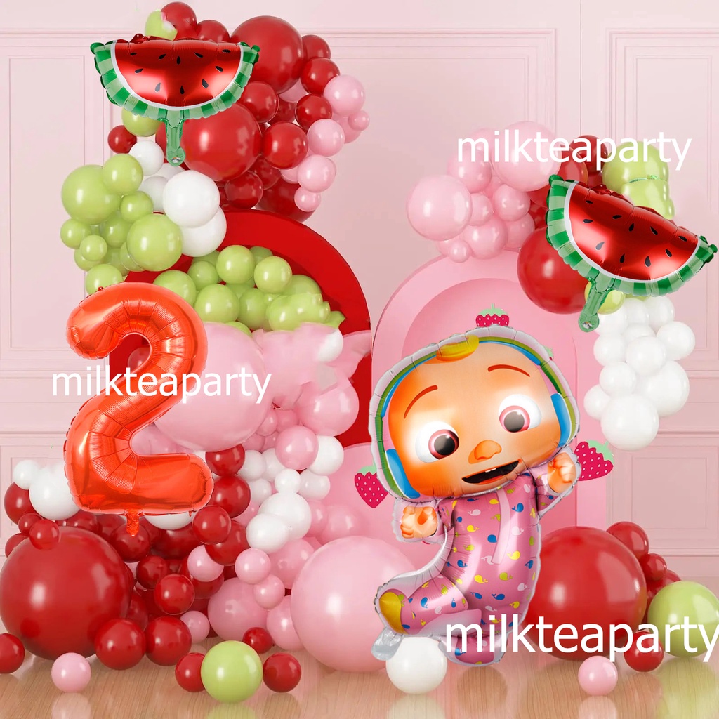 Cocomelon Balloons Garland Arch Kit 32inch Red Number Balloon Mini ...