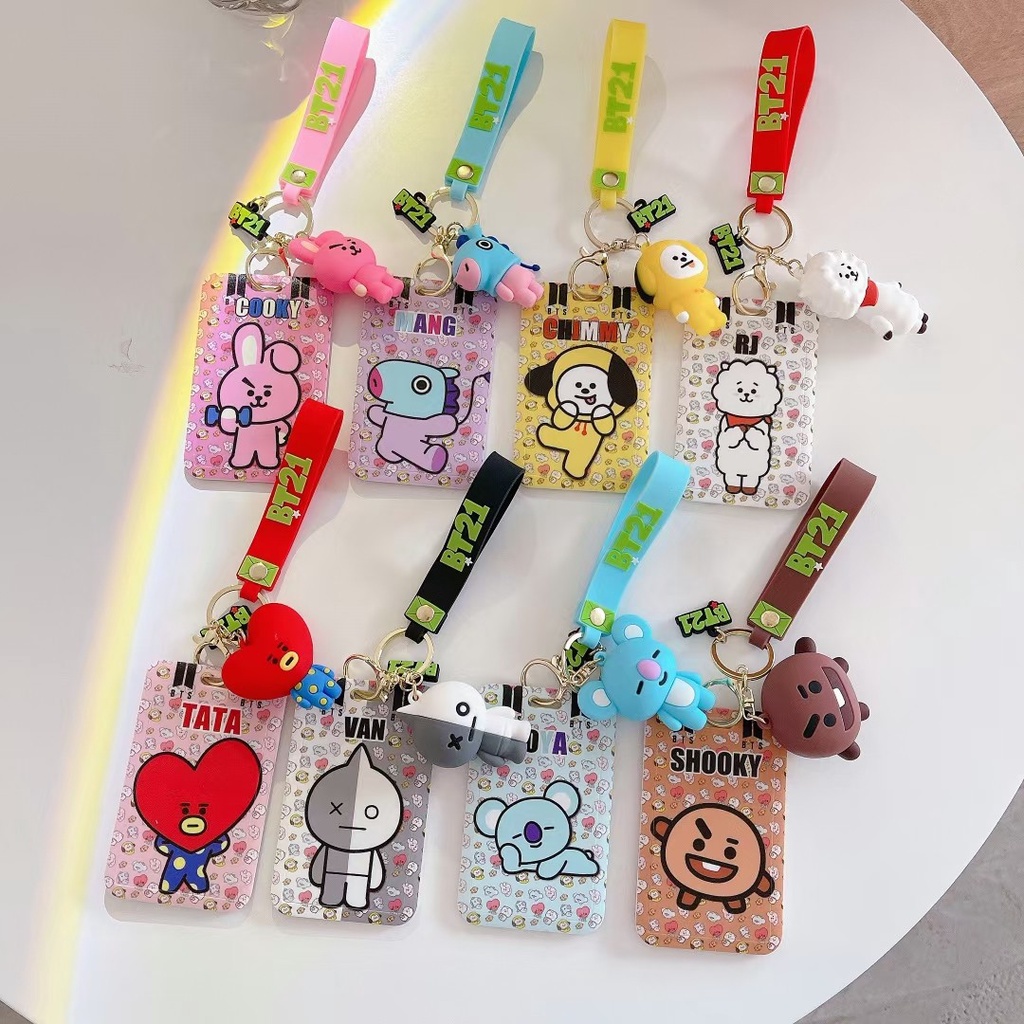 KPOP BT21 Card Holder BTS Keychain Pendant Business Card ID Card Student Card Protector Cute ...