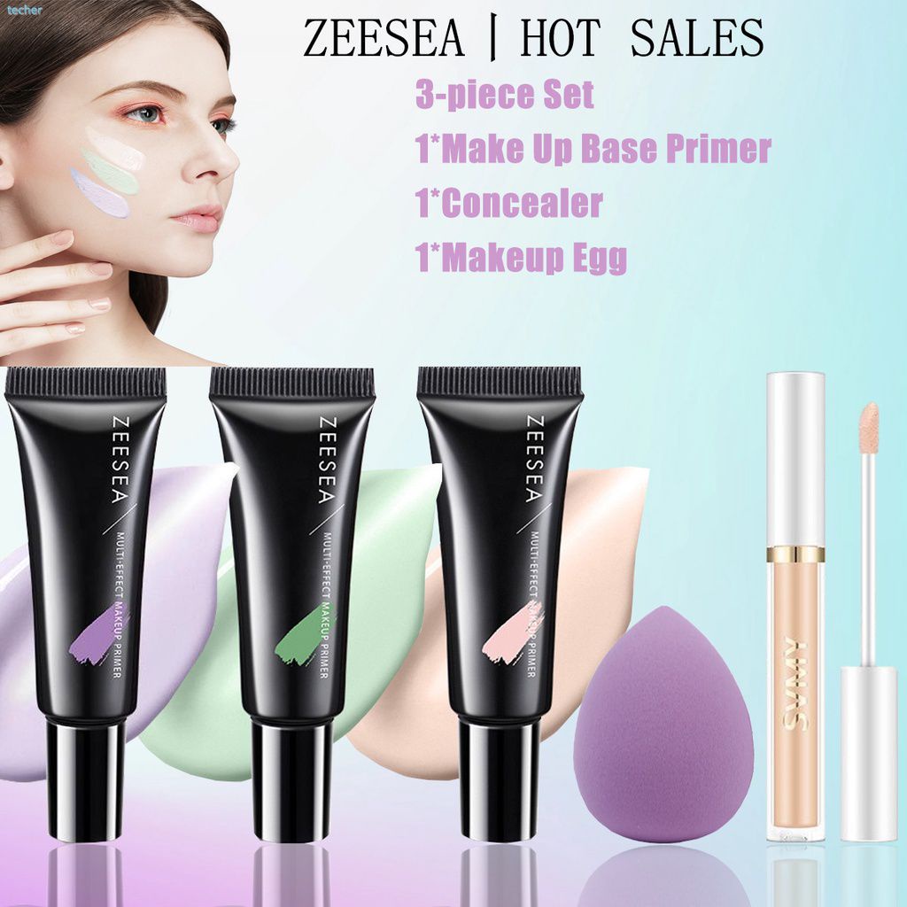 3PCS ZEESEA SET Face Primer Makeup Base Primer Isolation Cream Makeup Primer Cream Concealer ...