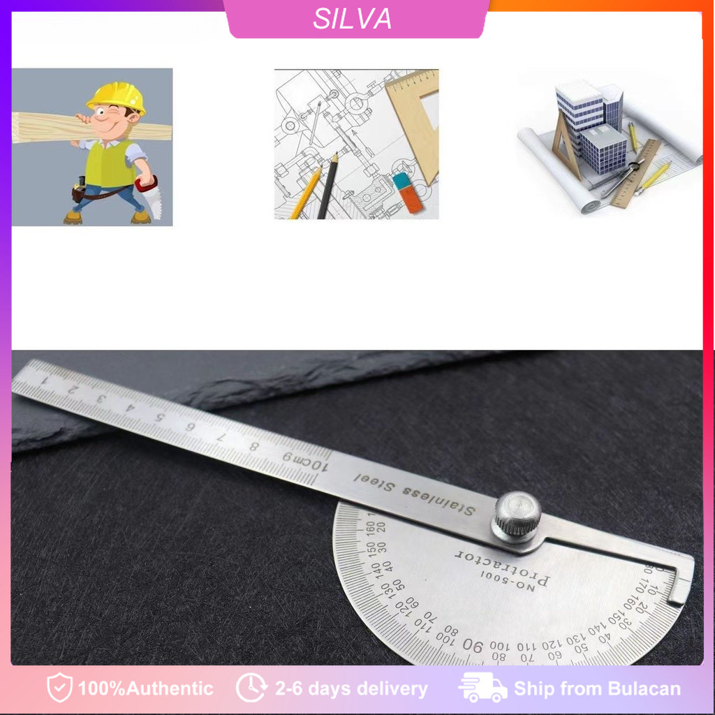 180 Degree Protractor 100mm Stainless Steel Angle Meter Measuring Ruler ...