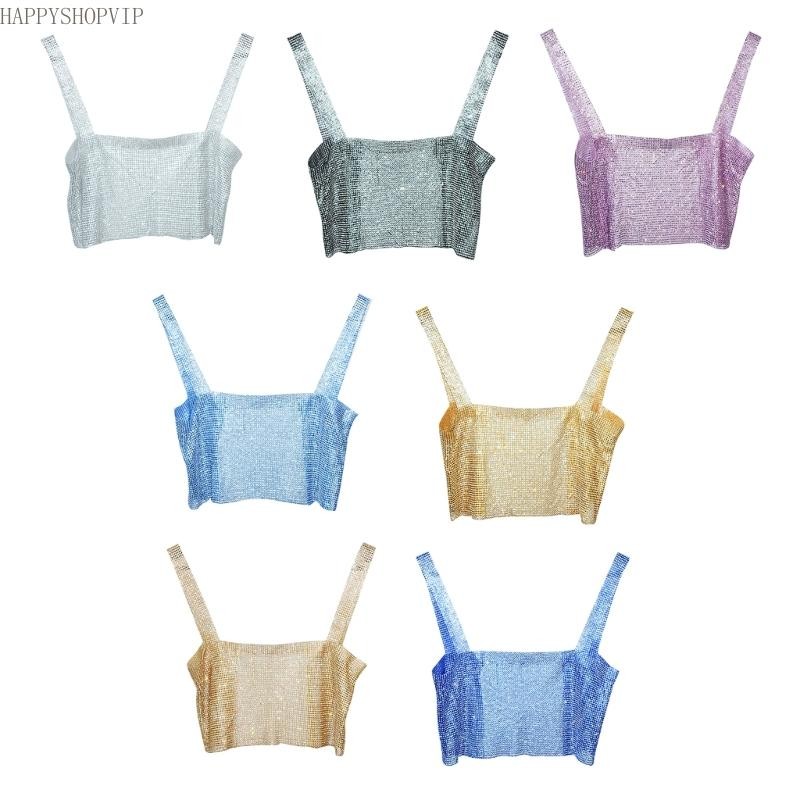 ZUOO Women Diamond Mesh Tanks Tops Hollow Out See Through Crop Tops ...