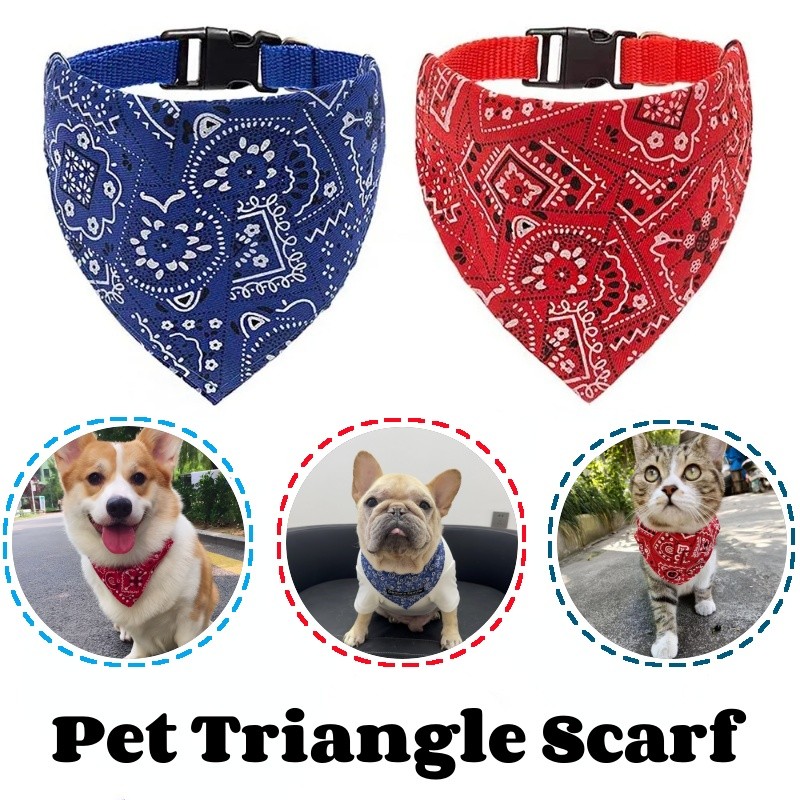 Adjustable Triangular Bandage Dog Scarf Print Cat Bandana Washable ...
