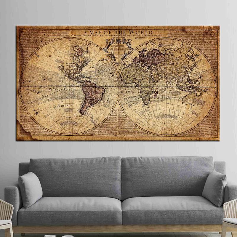 Old World Map canvas painting Posters Vinatge pictures home decor A15 ...
