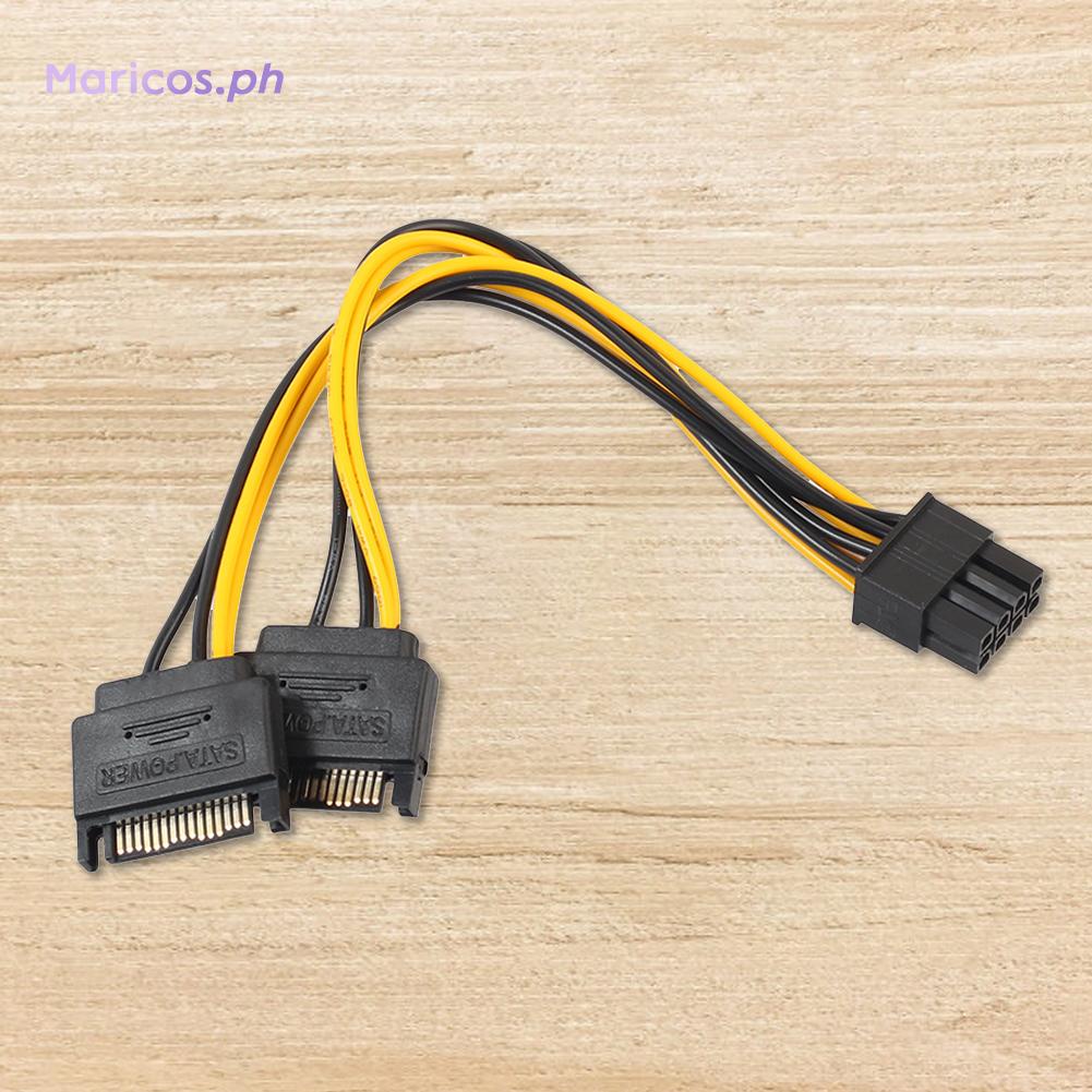 Dual 15Pin SATA Male To PCIe 8Pin(6+2) Male Video Card Power Cable #F ...