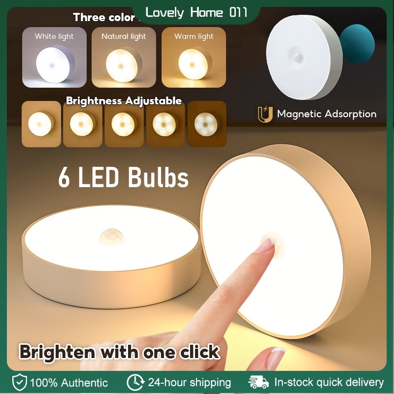 【Tricolor】Push Mini Night LED Stick Tap Push Lamp Night Light USB ...