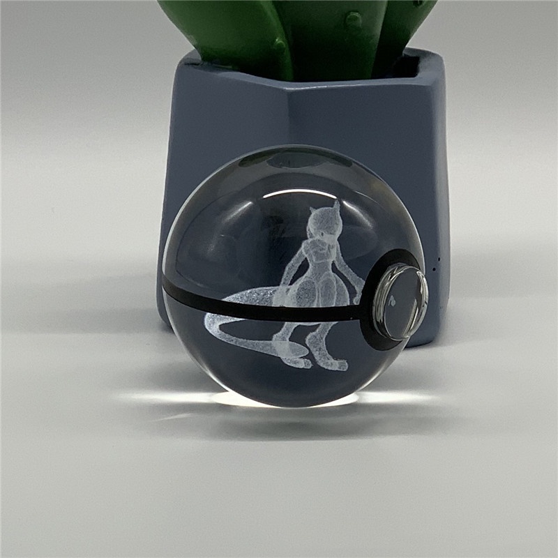 LED Light 3D Pokemon Crystal Ball Night Lamp Toy Mewtwo Pikachu ...