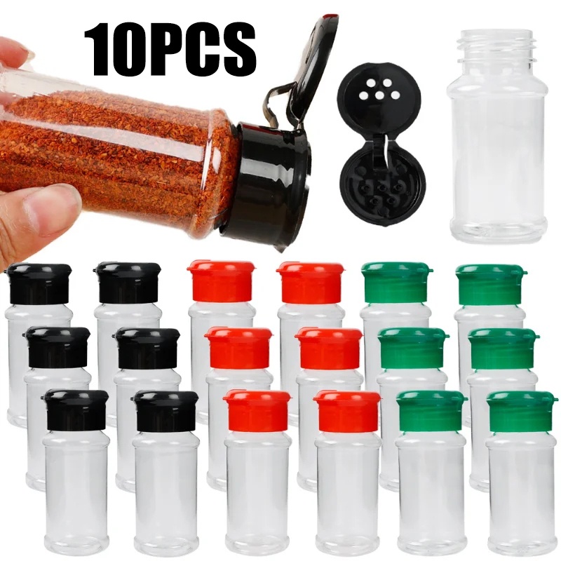 3/5/10Pcs Kitchen Salt Pepper Shakers/100ml Plastic Empty Seasoning ...