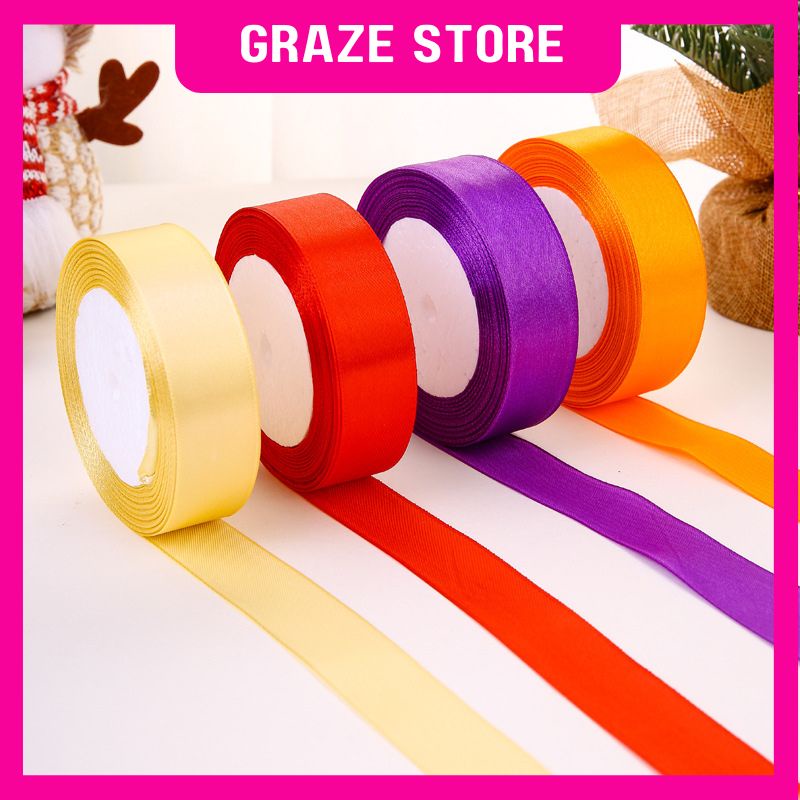 2.5cm 25Yards DIY Bow Craft Satin Ribbon Flower Wrapping Wedding ...