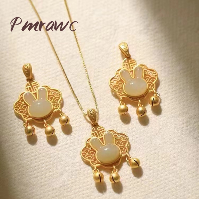 Pmrawc | Jade Hare Lock of Good Wishes Pendant Gold-Plated Rabbit ...