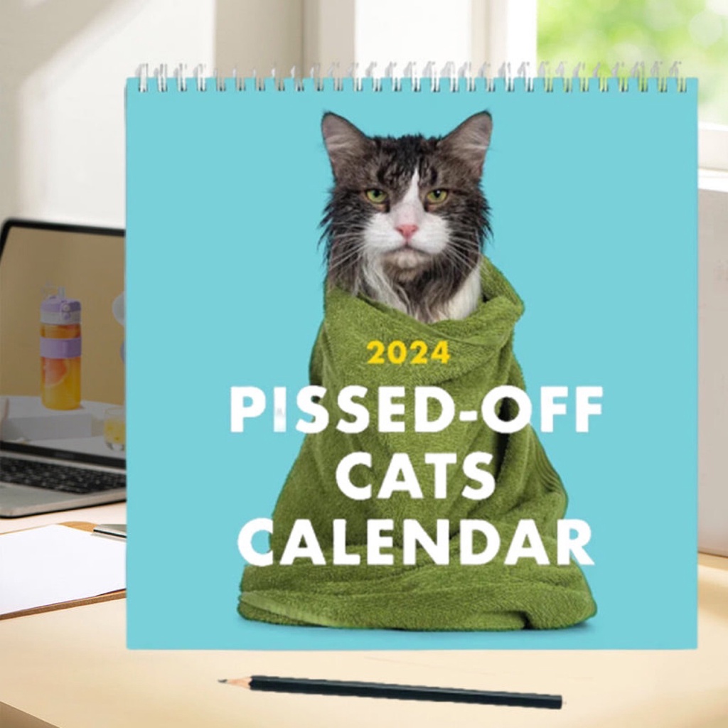 2024 Angry Cat Calendar Fun Wall Art Calendar Full Page Months Thick ...