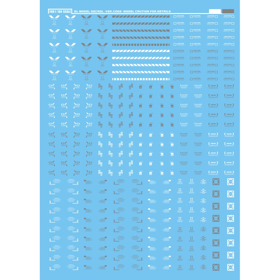 DALIN Waterslide Decal - C002 1/100 Gundam Generic Warning/Caution ...