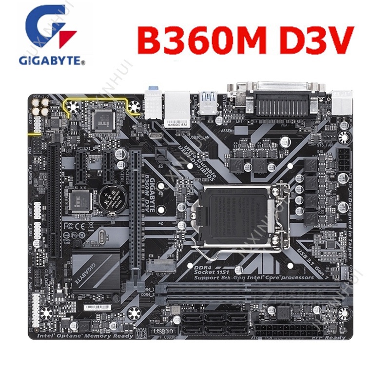 Use Gigabyte B360M D3V original motherboard LGA 1151 DDR4 DVI VGA B360 Micro ATX desktop ...