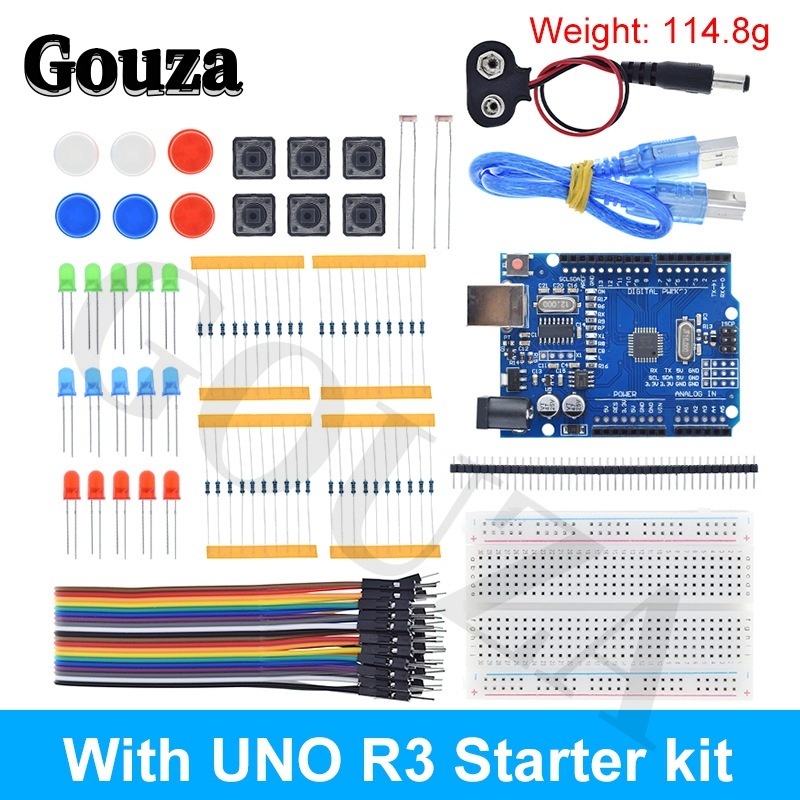 GOUZA Starter Kit For UNO R3 Mini Breadboard LED Jumper Wire Button For ...