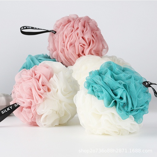 2 Color Bubble Bath Ball Soft Mesh Pouf Shower Sponge Loofahs Bola