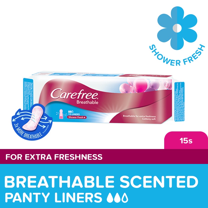 Carefree Breathable Panty Liners Flats 15s - Feminine Care, Odor ...