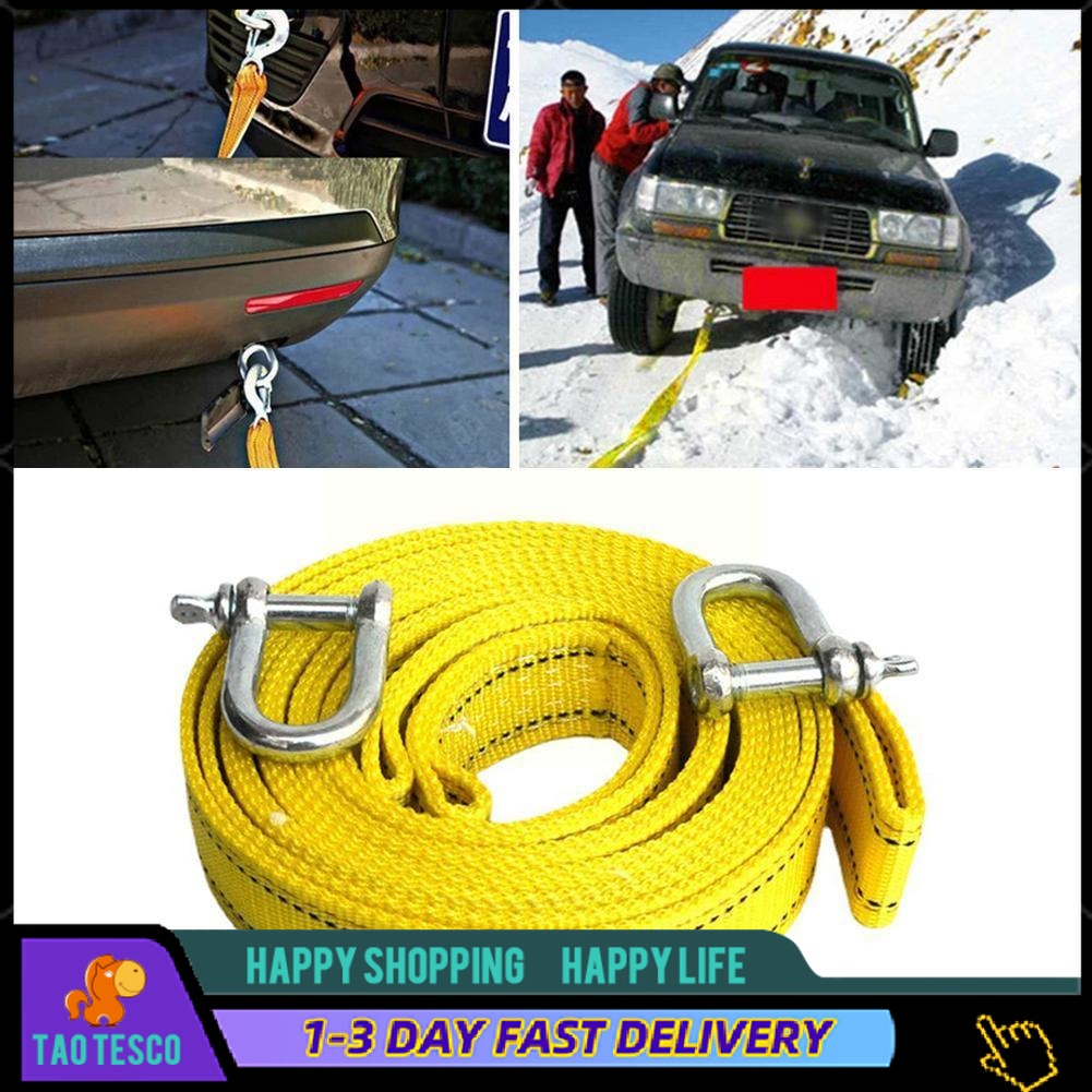 3/5M Heavy Duty Car Tow Rope with Metal Safety Hooks for Towing Cars ...
