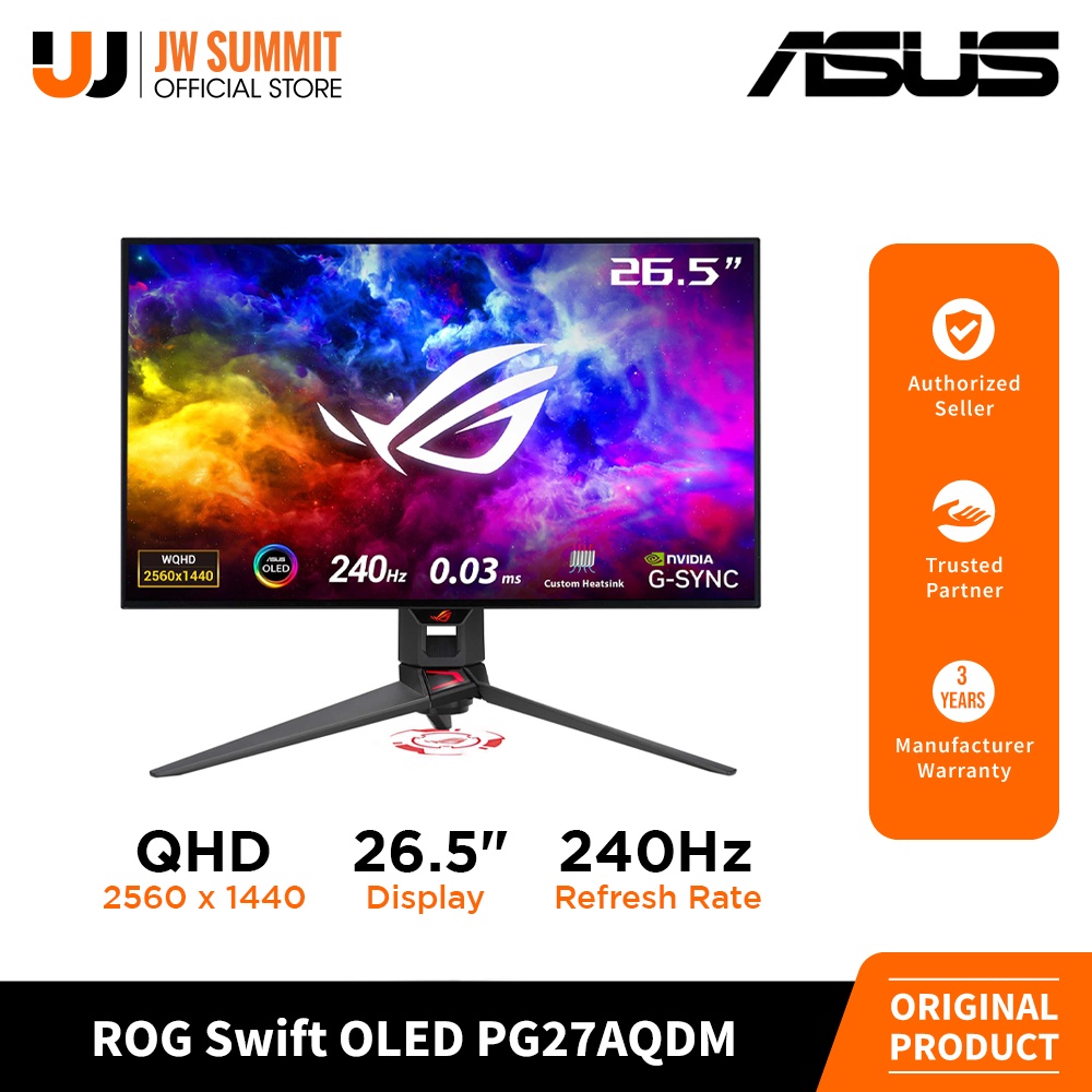 Asus ROG Swift OLED PG27AQDM 27" QHD 240Hz 0.03ms Ultra-Realistic ...