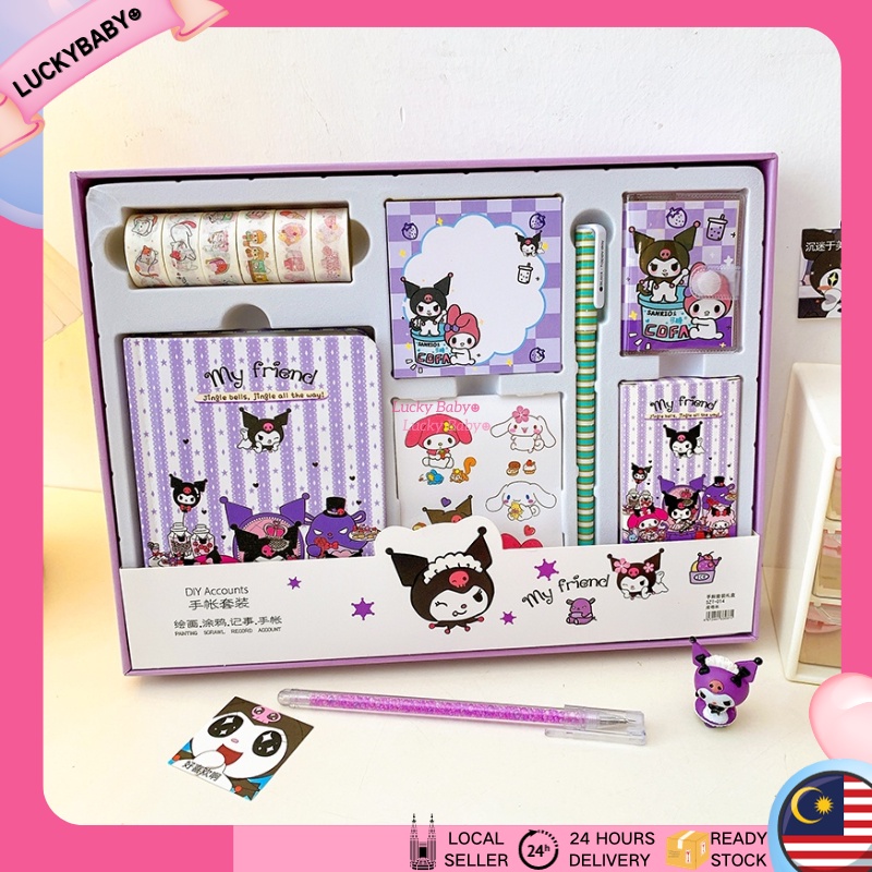 Sanrio Kuromi Notebook Set Cinnamoroll book Box DIY Sticker Book ...