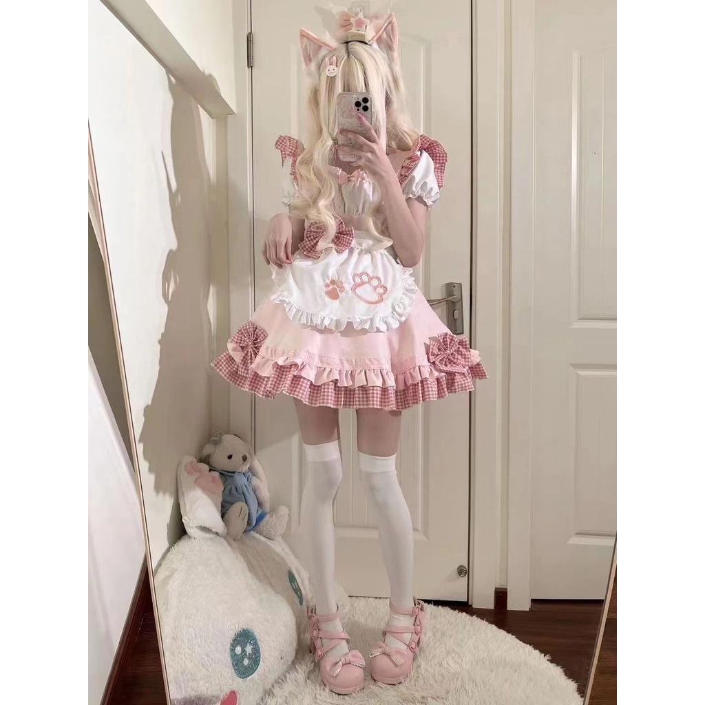 Japanese Girl Cute Cat Maid Costume cos Uniform Preppy Style Soft Girl ...
